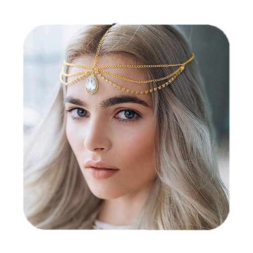 Crystal Head Chains Jewelry Bohemia Pendant Hair Chain Bride Wedding ...