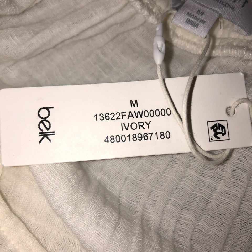 New True Craft Womens Medium Ivory Short Sleeve Fringe Gauzy Blouse Top ...