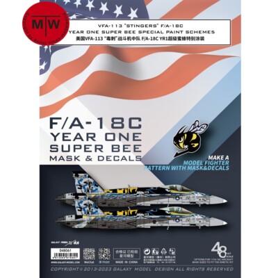 1/48 VFA-113 F/A-18C Year One Super Bee Mask & Decal for Kinetic K48114 ...