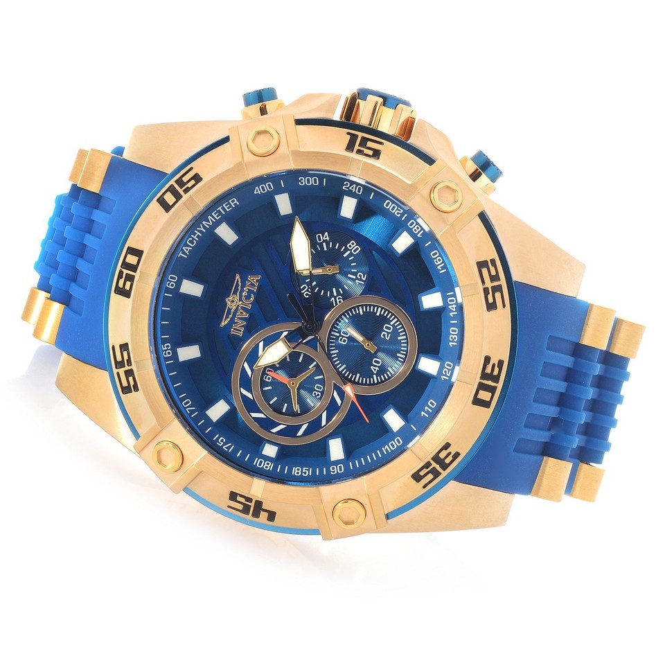 New Mens Invicta 25508 Speedway Viper Chronograph Blue Dial Rubber ...