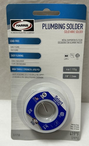 New Harris Plumbing Solid Wire Solder 4oz 331758 (SH6) | eBay