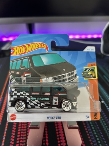 Hot Wheels Dodge Van HW Racing Black Short Card | eBay