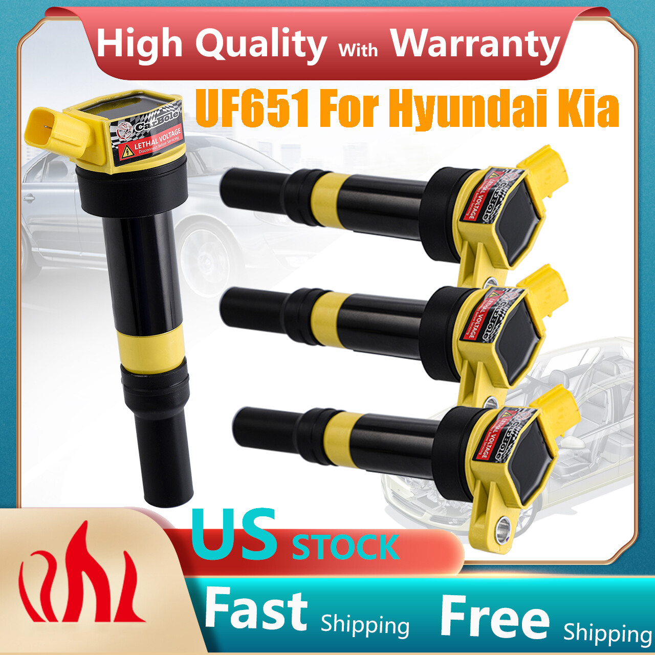 UF651 4PACK Ignition Coil for Hyundai Elantra Tucson Kia Forte Soul 1 ...