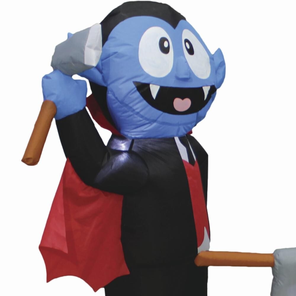 6' Animated Spooky Vampire Skeleton Axe Throwing Inflatable Halloween ...