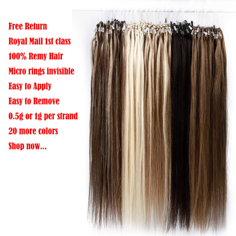 Micro Ring Loop Hair Extensions Micro Beads 100% Real Human Hair Link ...