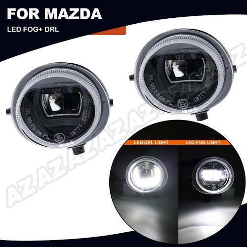 2X LED Bumper Fog Lights Daytime Running Lamps For Mazda 3 6 5 MX-5 ...