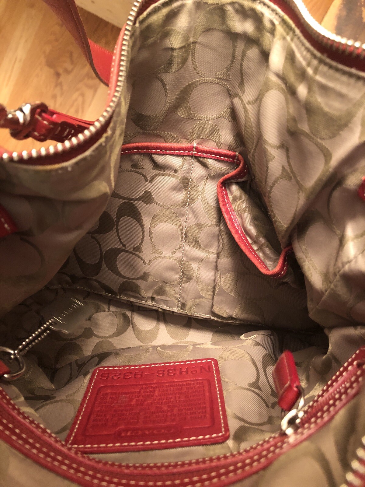 COACH 9326 Leather Purse Burnt Red Signature Lining C… - Gem