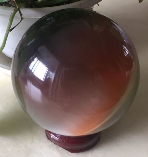 Hot Cat's Eye 100MM Crystal Ball Orb Sphere display-multicolor +Stand ...