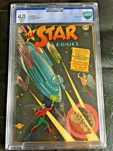 ALL STAR COMICS #55 CBCS VG 4.0; OW-W; Arthur Peddy flying saucer cvr ...