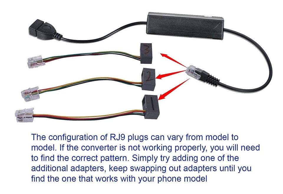Male RJ9 Plug to Female USB Type A Headset Adapter Compatible with USB ...