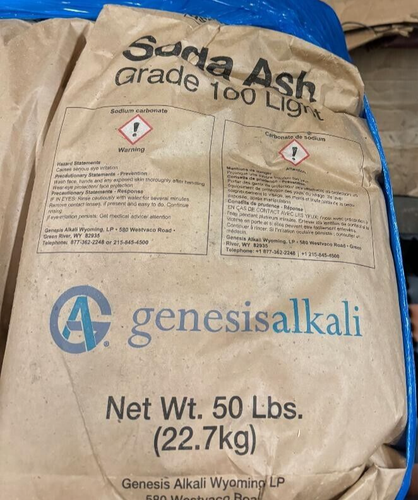 genesis alkali Soda Ash Grade 100 Light QTY Pallet of 35 Bags 50 LB ...