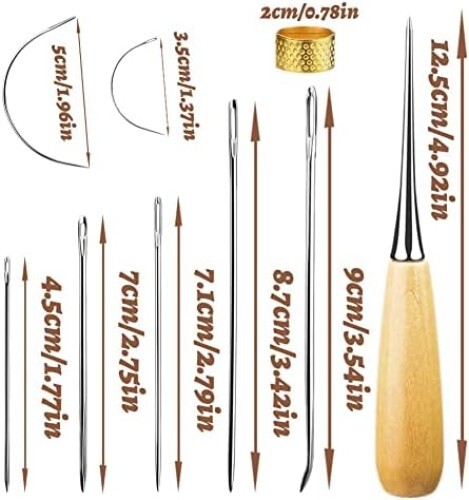 Yards Leather Waxed Thread Kit, Needle, Awl, Thimble for Upholstery ...