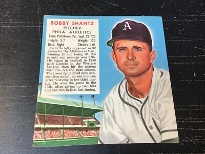 1952 Red Man, #20 Bobby Shantz, Good Condition | eBay