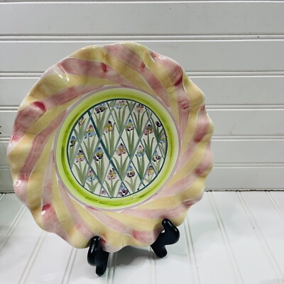 Mackenzie Childs Taylor 9" Fluted Salad Plate Bearded Iris Vintage | eBay