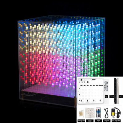 RGB LED Cube 8x8x8 3D Full Color Soldered Board Animated Music Spectrum ...