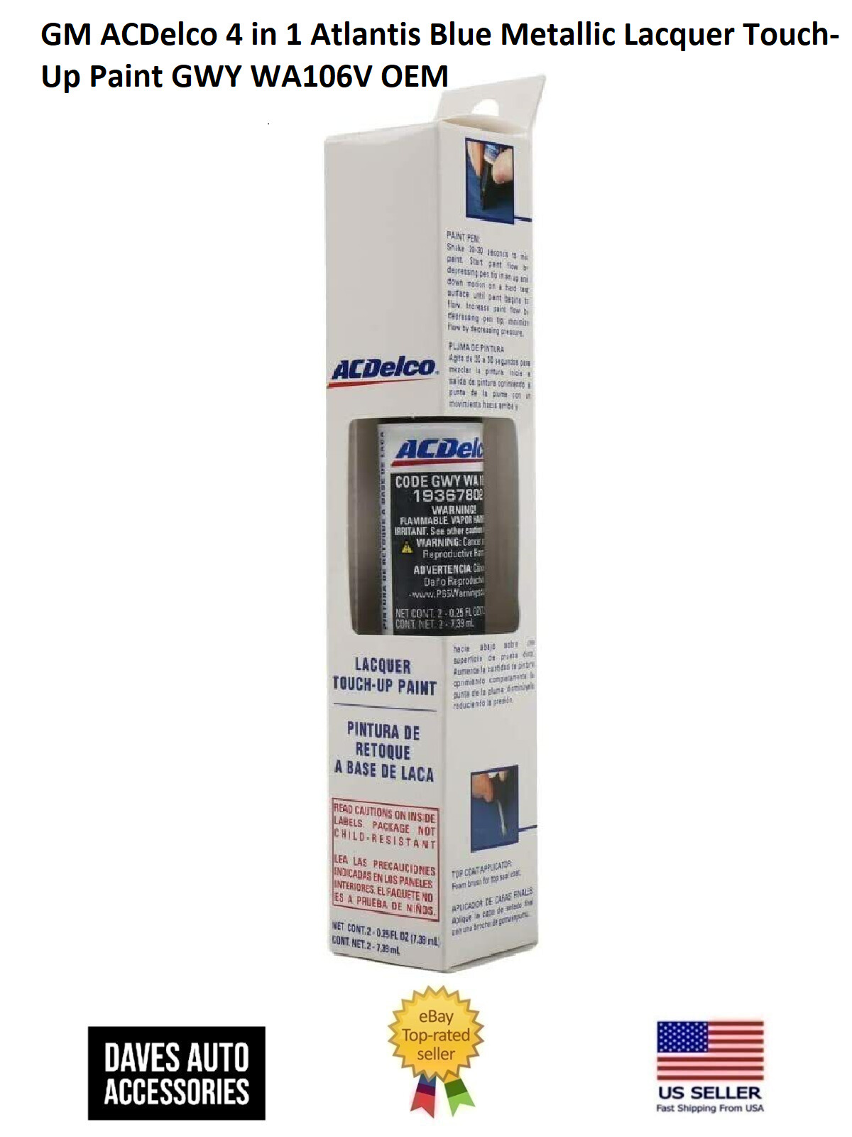 GM ACDelco 4 in 1 Atlantis Blue Metallic Lacquer Touch-Up Paint GWY ...