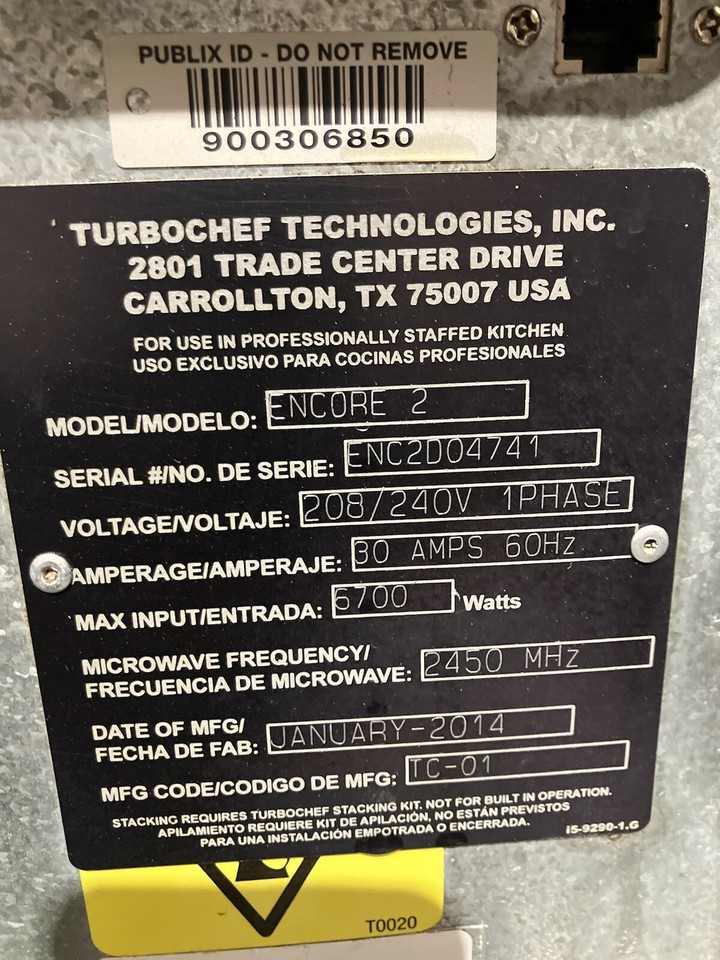 Turbochef Oven Encore 2 Ventless Rapid Cook Convection Oven w/ Pizza ...