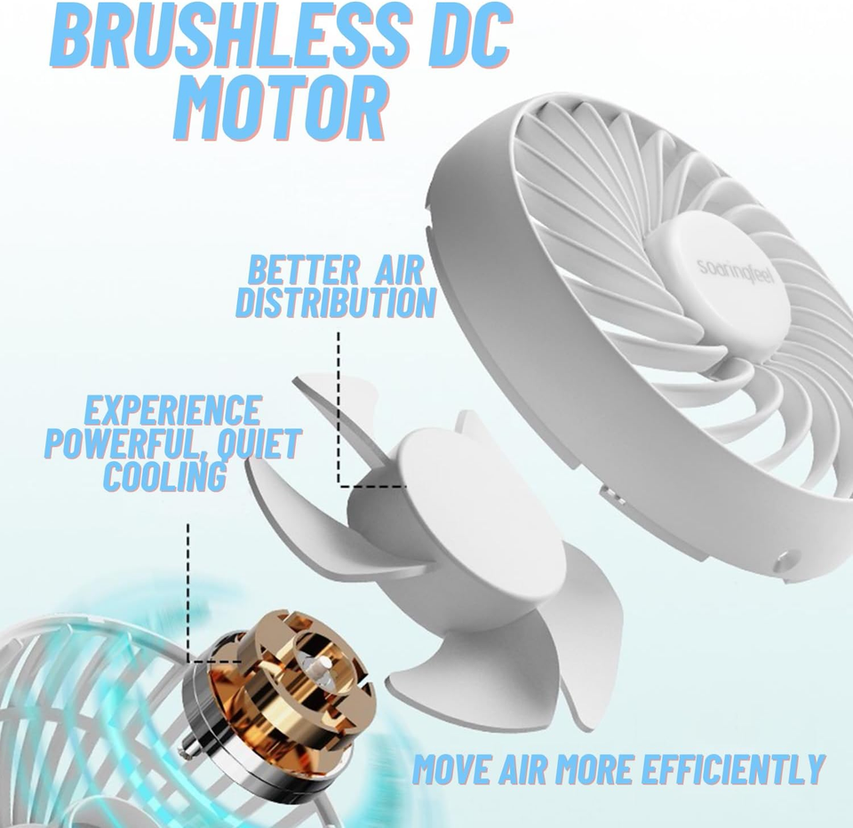 Portable Handheld Table Fan Small Oscillating Fans Rechargeable 3.5 ...