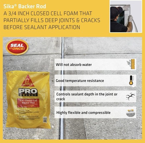 Sika - Polyethylene Foam - Closed Cell Backer Rod (Gray) - to Fill ...