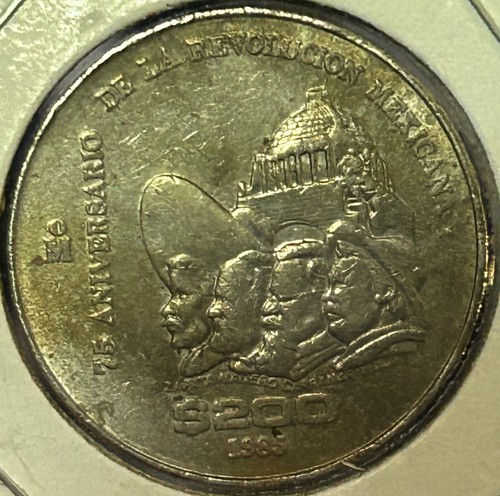 MEXICO 🇲🇽 $200 PESO 1985 75th Anniversary commemorative KM#510 -GREAT ...