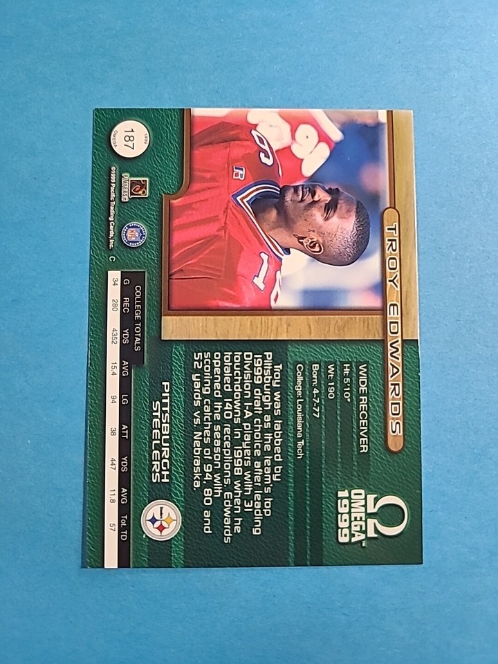 TROY EDWARDS 1999 PACIFIC OMEGA FOOTBALL CARD # 187 I0677 | eBay