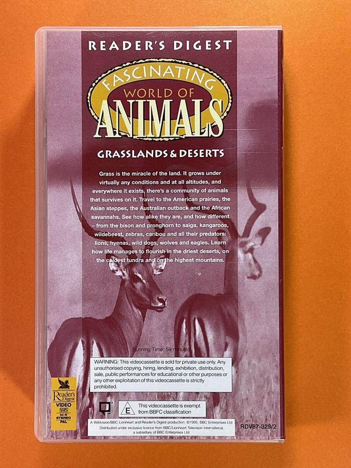 Fascinating World Of Animals Grasslands Deserts, VHS Video Readers ...