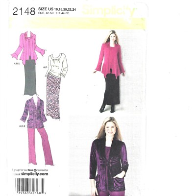 New Uncut Simplicity Pattern 2148 U5(16-24)Pants,Skirt,Knit Top ...