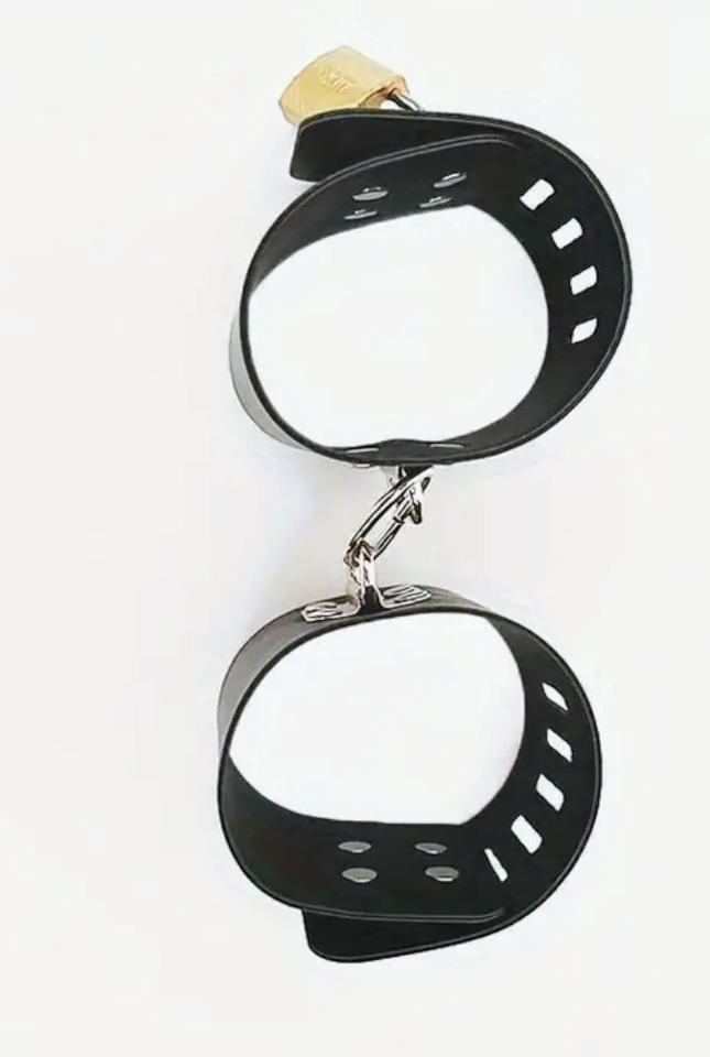 Leather Hard Metal Chain Handcuffs Cute Wrist Bondage Cuff Restraint ...