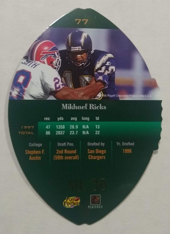 1998 Playoff Contenders Leather Registered Exchange Michael Ricks RC No ...