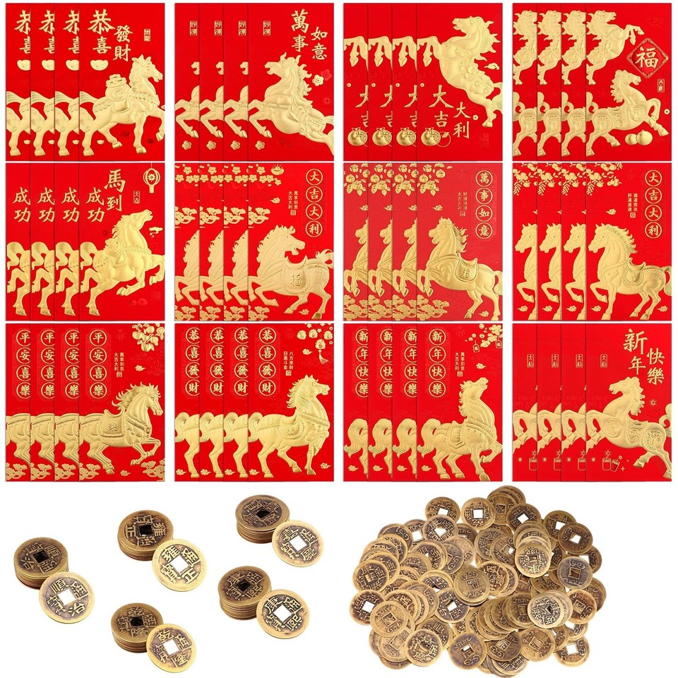 48 PCS Red Envelopes for Chinese New Year | Lucky Money & Feng Shui ...