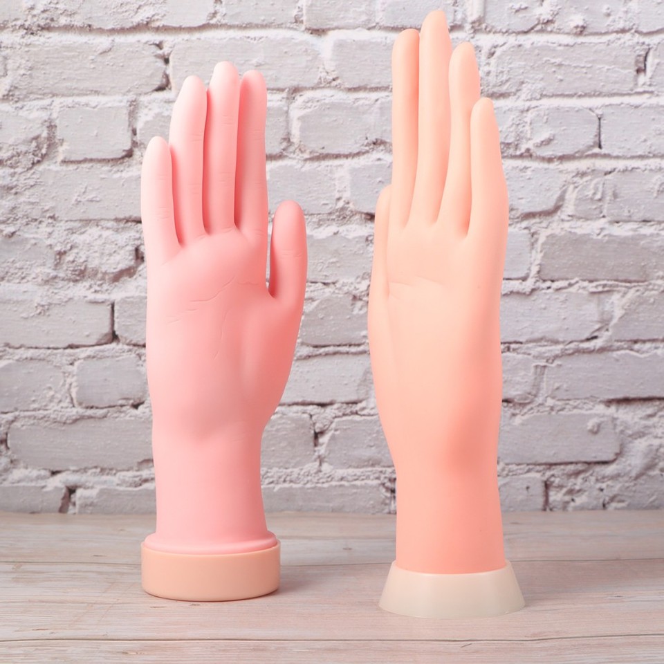 2 Pcs Nail Art Practice Fake Hand Model Rubber Manicure Training Hand ...