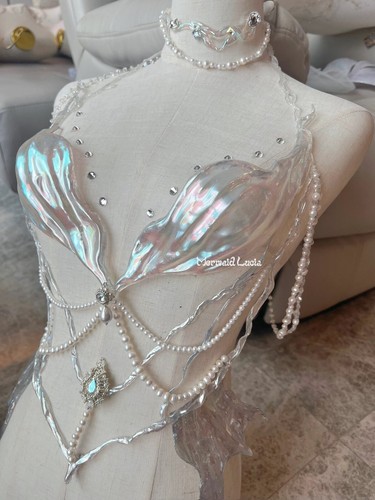 Luminous Seashell Siren Angel Resin Mermaid Corset Bra Top Cosplay ...