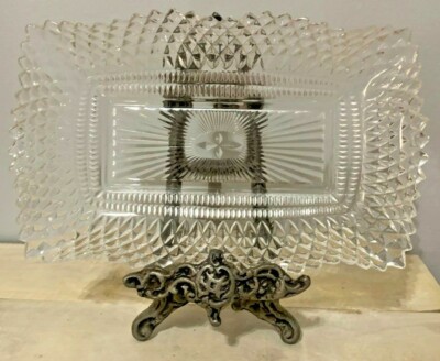 Vintage Clear Glass Relish Candy Dish Rectangular Tray Scalloped Edges ...