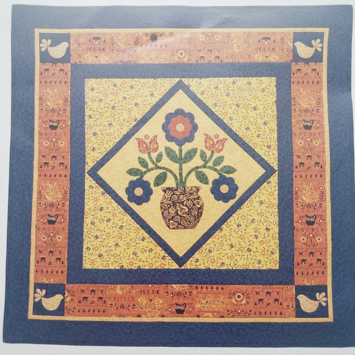 Jacobean Applique Quilt REDWARE POTTERY Folk Art Jacobean Germany