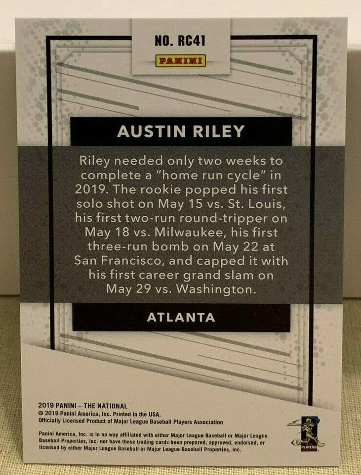 Austin Riley 2019 Panini The National RC Rookies #'d 167/299 - ATLANTA ...