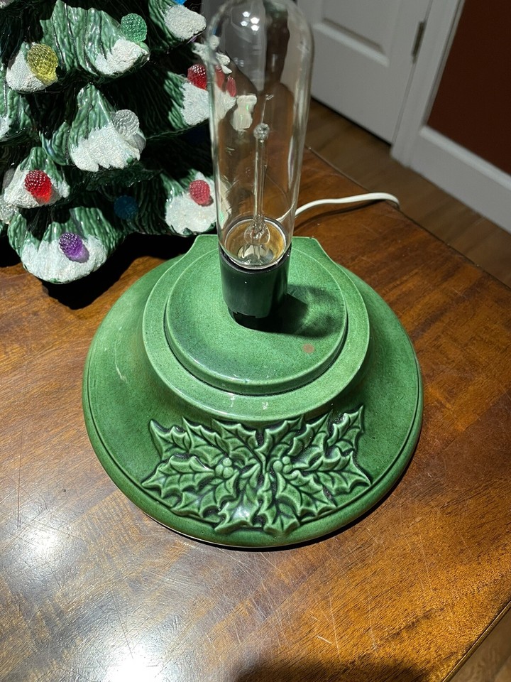 Vintage 16" Ceramic Green Christmas Tree -Early Heavy Sculpt - Snow ...
