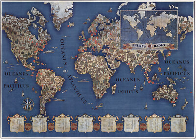c1930 Ham Radio Map ARRL World's International Short Wave Radio ...