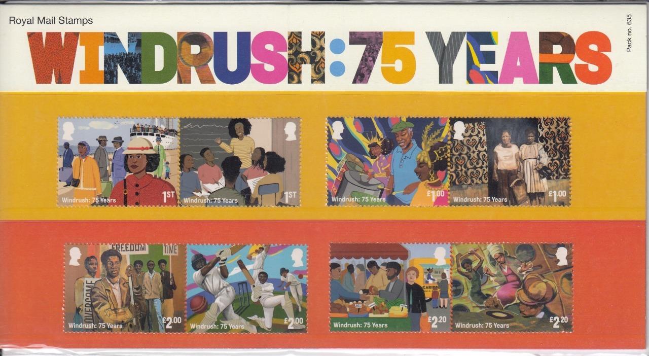 GB 2023 WINDRUSH 75 YEARS PRESENTATION PACK No 635 MINT STAMP x SET 8 ...
