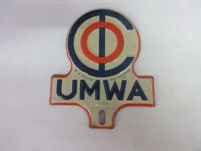 VINTAGE UMWA LICENSE PLATE TOPPER ADVERTISING AUTOMOBILIA M-20 | eBay