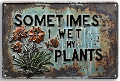 SOMETIMES I WET MY PLANTS Gardening Humorous All Weather Metal Sign 12 ...