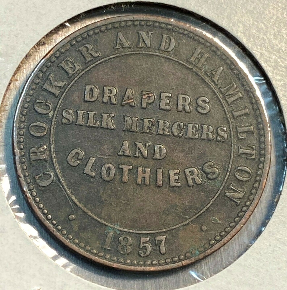 1857 S. Australia Crocker & Hamilton 1/2D Token Original Brown XF CHRC ...