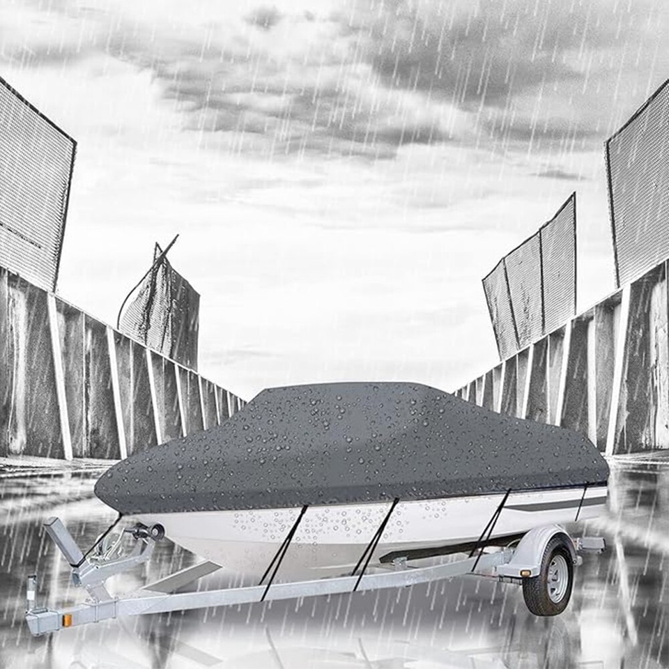 Waterproof Boat Cover Heavy Duty Dust Trailerable V-Hull Runabout ...