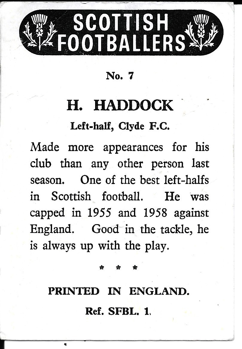 Chix Scottish Footballers Harry Haddock Clyde | eBay UK