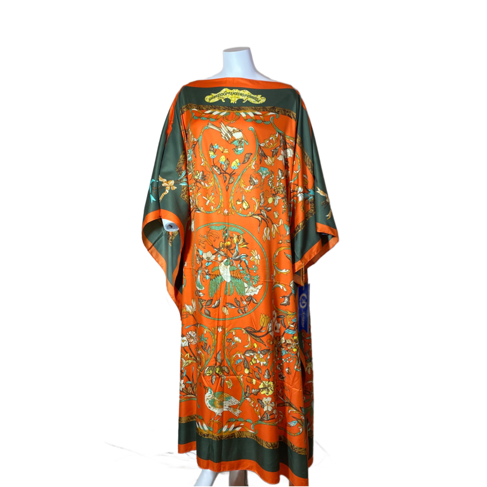 Silk Kaftan European Style Kimono Dress Maxi Tunic Robe Loungewear One ...