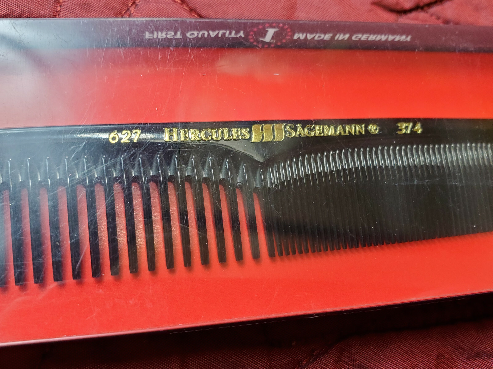 NEW Hercules Sagemann Black Gold HC 627 374 Rubber Hair Cutting Comb 7 ...