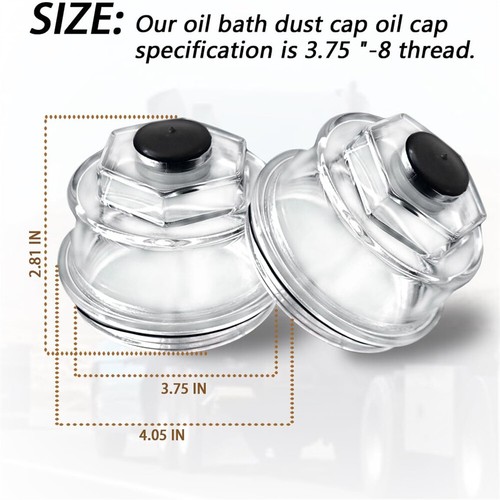 2PCS Oil Dust Caps 3.75 "-8 Oil Cap 12011-1 For 10K-16000 Trailer Axle ...