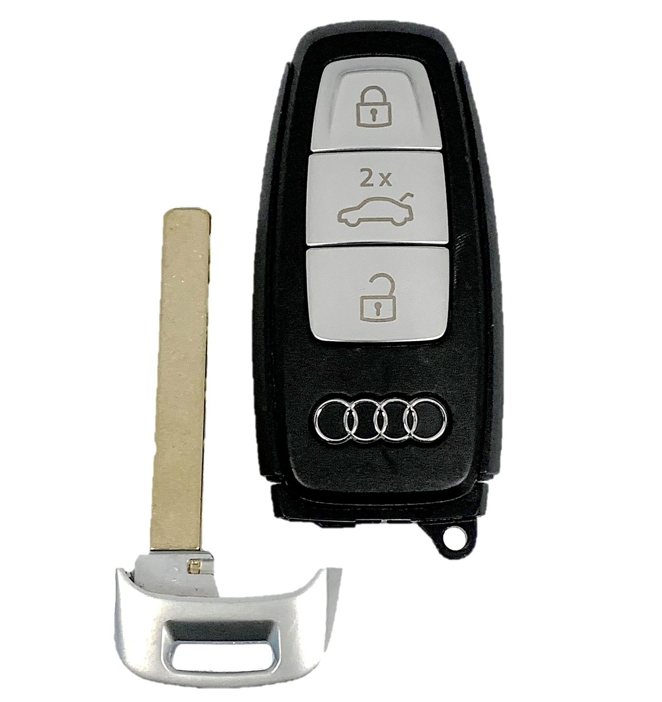 OEM AUDI Keyless Remote Fob Silver 4 Button + UNCUT Key Insert IYZ-AK2 ...