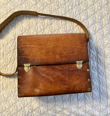 Handmade Vtg Leather Messenger Bag Hippie Boho Decor Don Bunch Fish ...