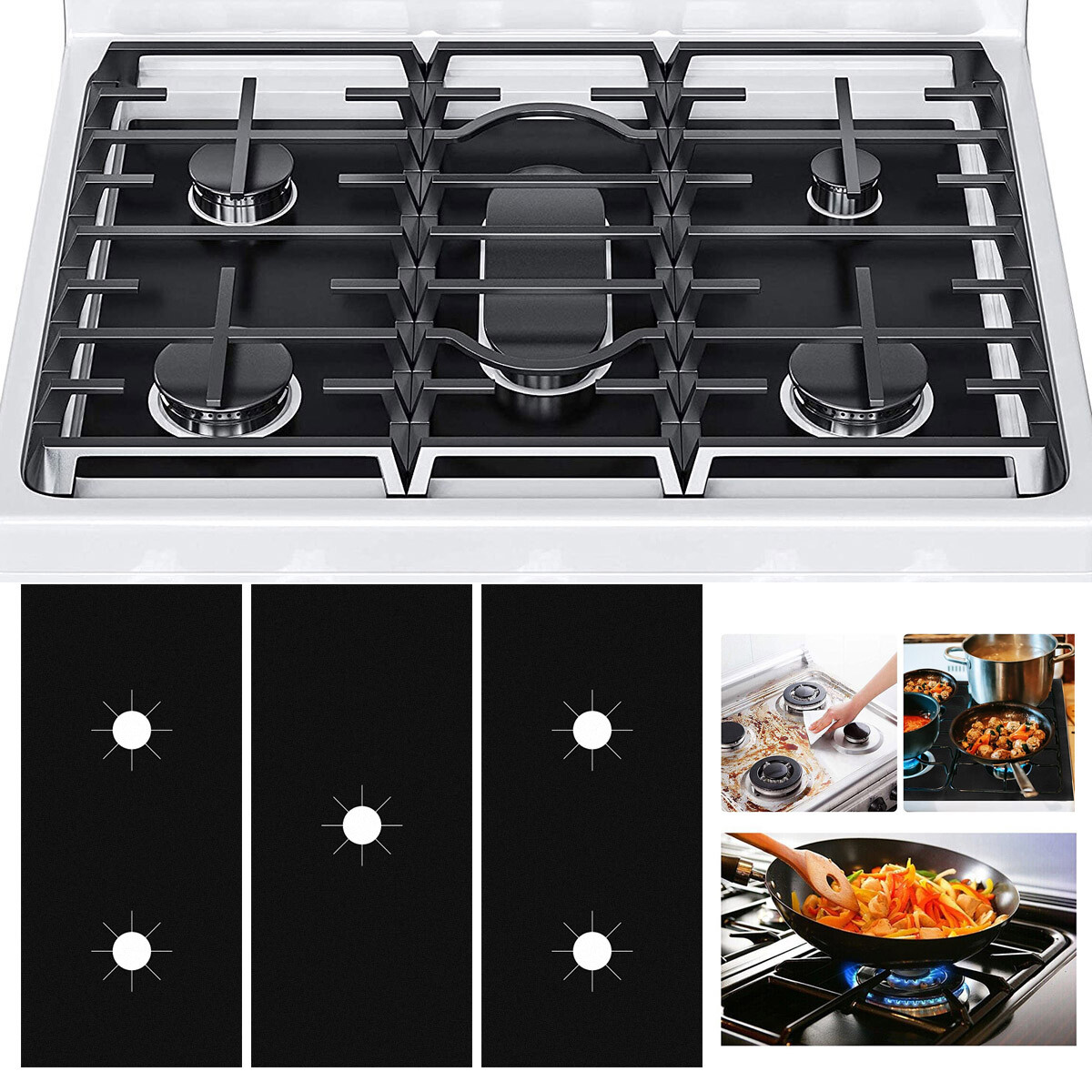Kitchen Gas Range Stove Top Burner Cover Guard Protector Reusable Non ...