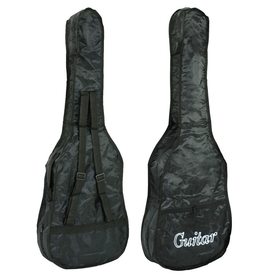 38" Full Size Acoustic Guitar Adult GIGBAG STRAP TUNER Beginner BLACK ...
